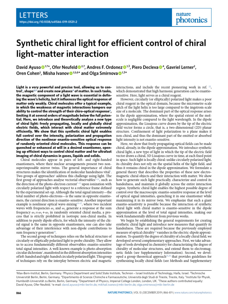 Synthetic Chiral Light For Efficient Control of Chiral Light-Matter ...