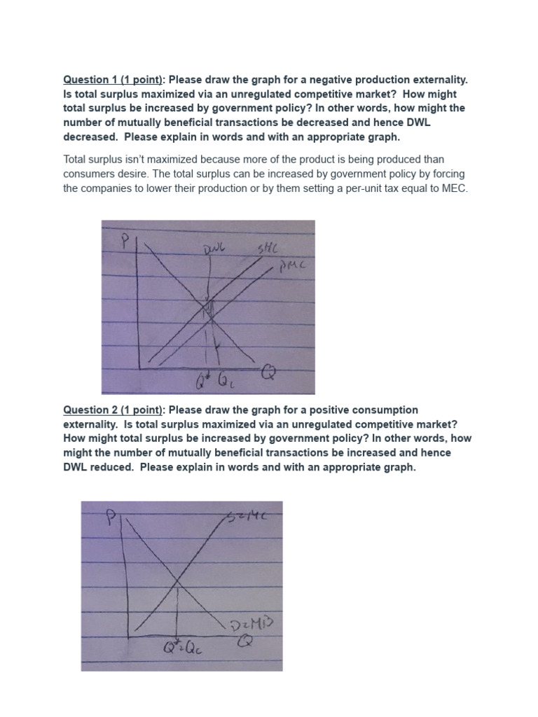 Externalities and Total Surplus Analysis | PDF