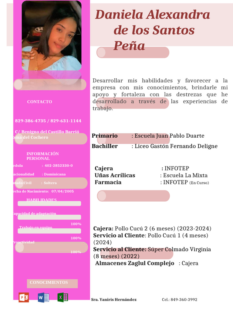 Currículum de Daniela Peña: Habilidades y Experiencia | PDF