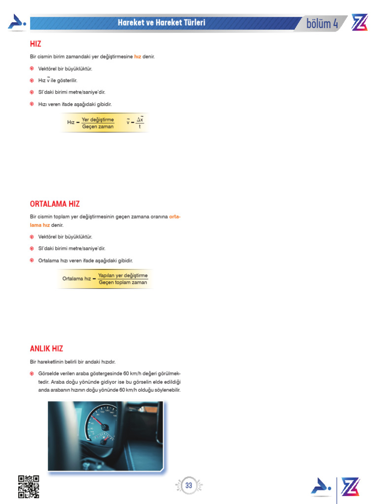 9.sinif Hareket Hiz Surat Ivme Yeni Mufredat Konu Anlatimi | PDF