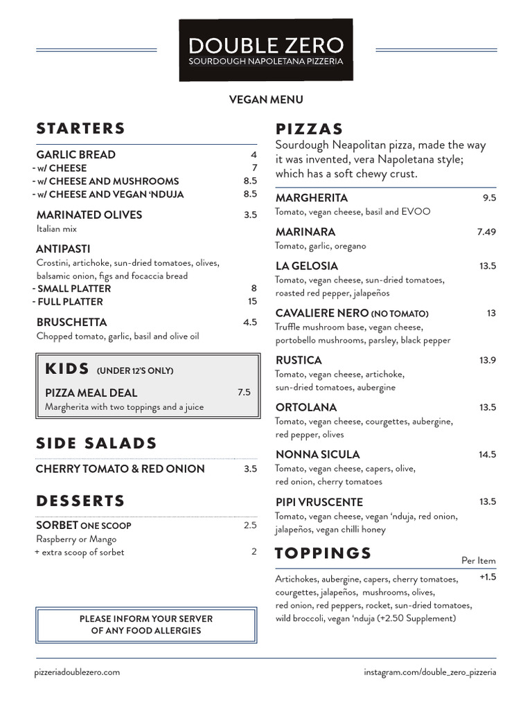 Double Zero Menu Manchester 040924 - 02 | PDF | Pizza | Middle Eastern ...