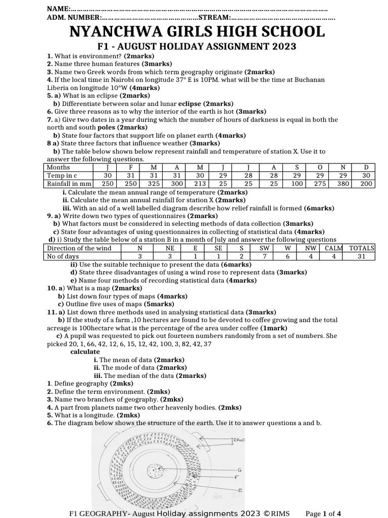 GEO F1 HOLIDAY ASS | PDF | Earth | Weather