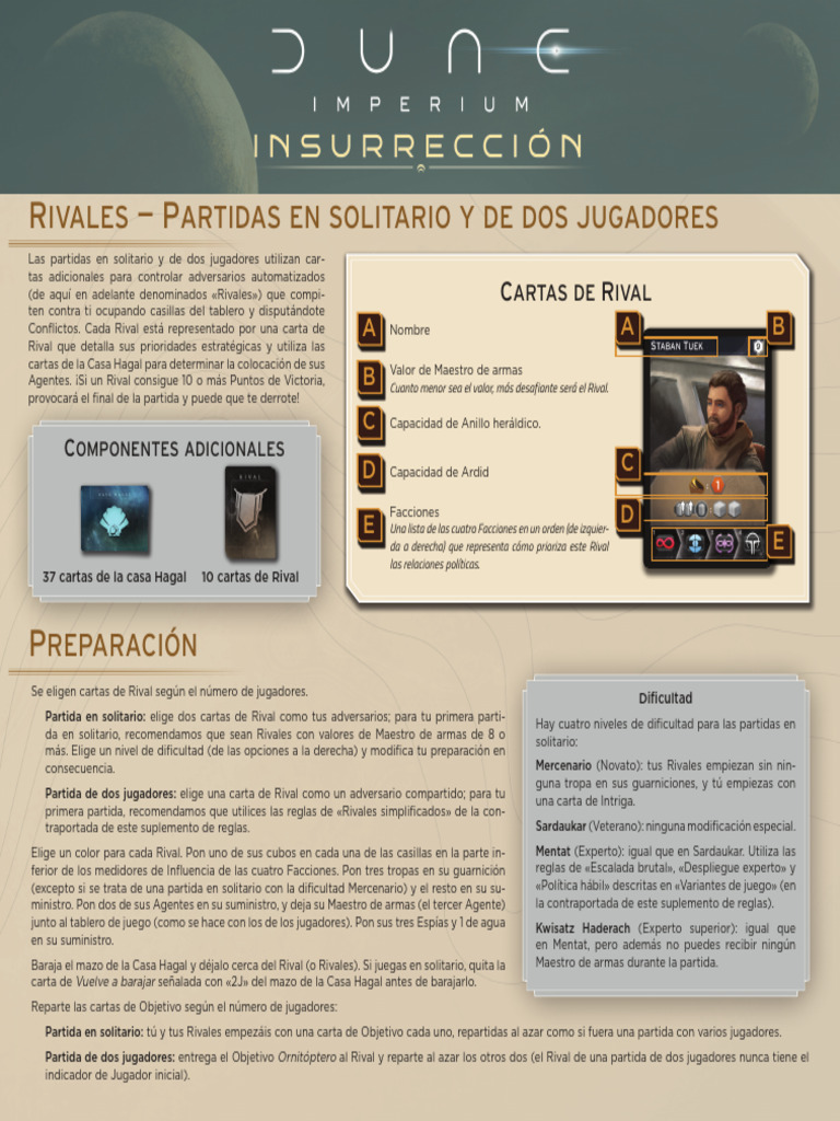 Dune Imperium Uprising Rules Supplement Rivals Es | PDF | Dune (franquicia)