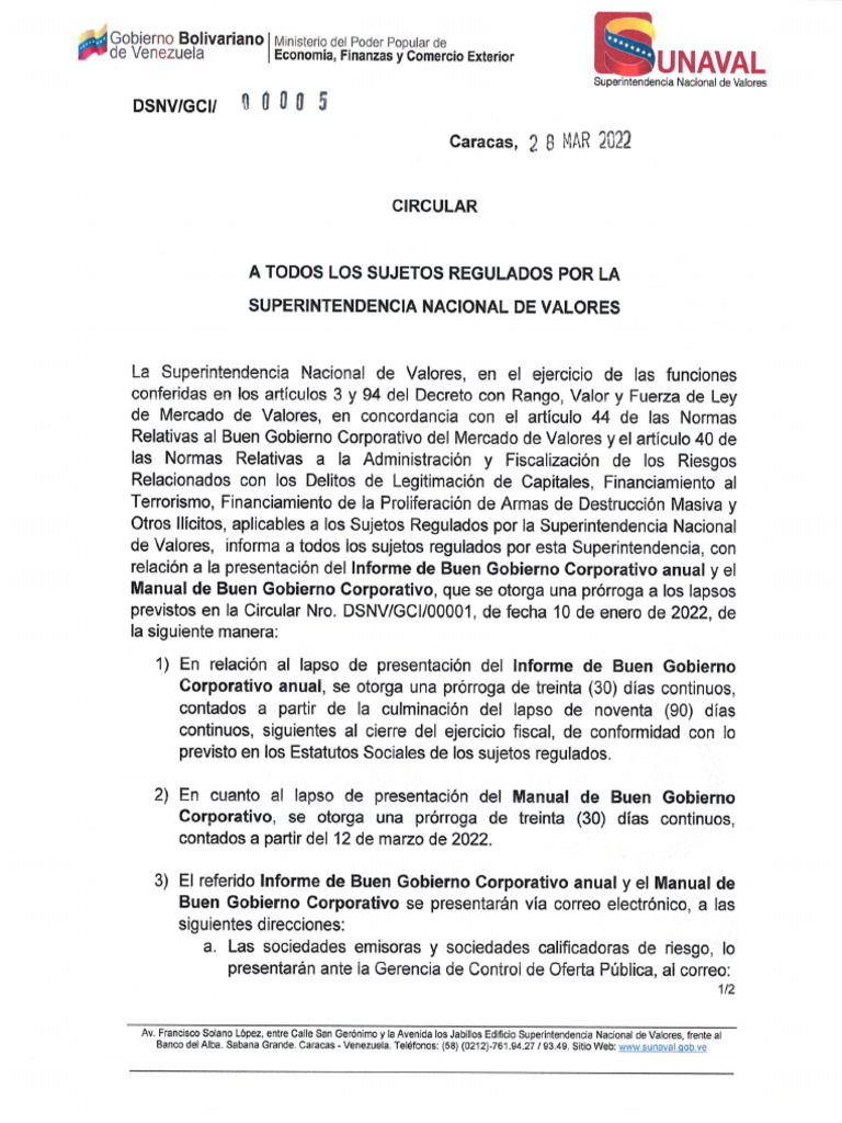 Circular Sunaval Prorroga 00005 | PDF