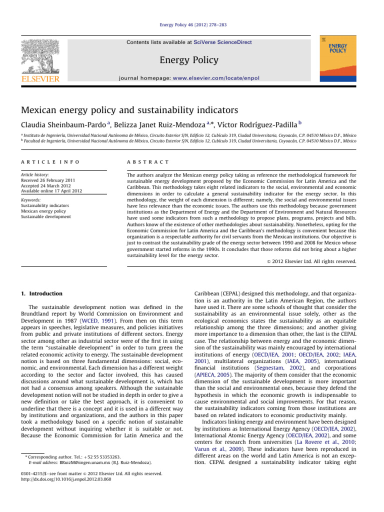Mexican enegy policy | PDF | Energy Development | Sustainability