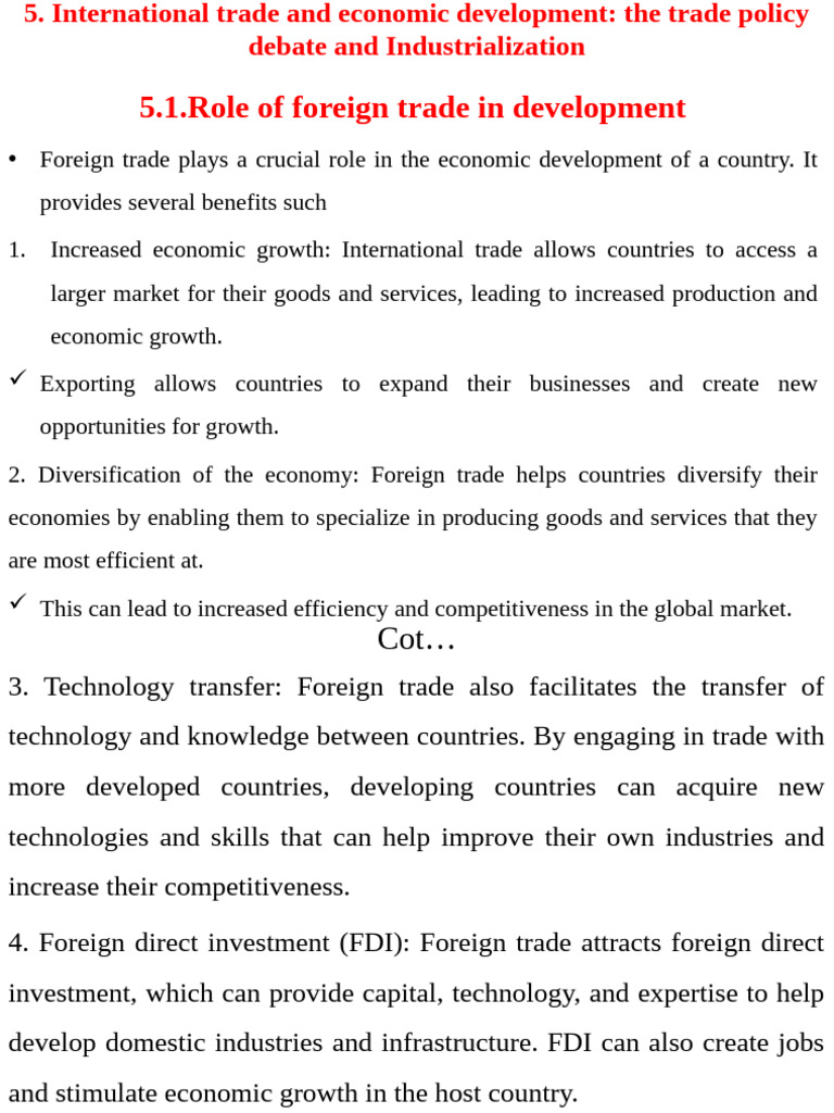 Role of Trade in Economic Development | PDF | Macroeconomics ...