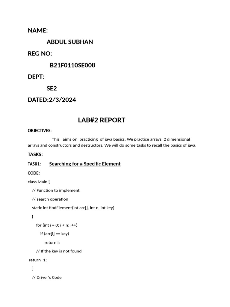 abdul subhan lab report 2 | PDF | Computer Programming | Software ... abdul subhan lab report 2 | PDF | Computer Programming | Software ...