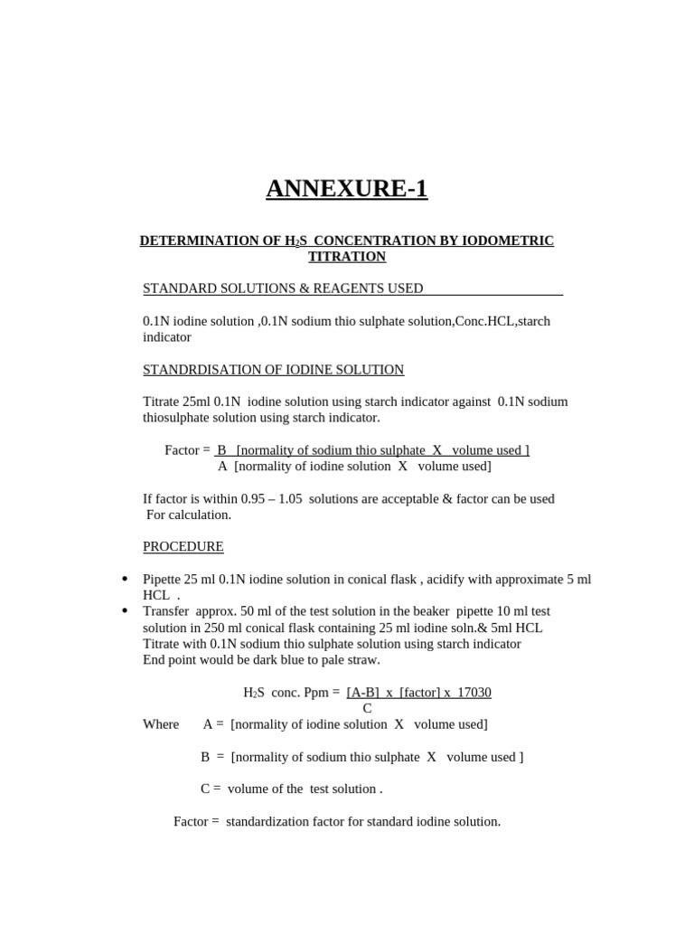 HIC procedure | PDF | Titration | Chemistry