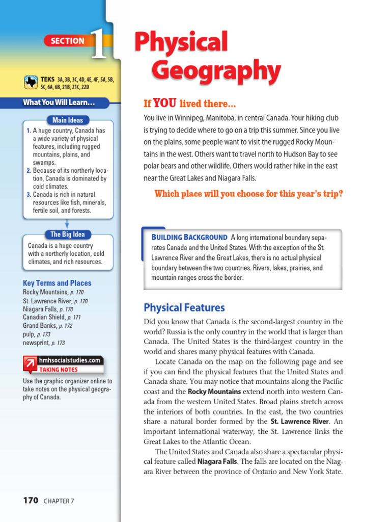 Geography- Chapter 7 Section 1 Reading | PDF | Canada | Ontario