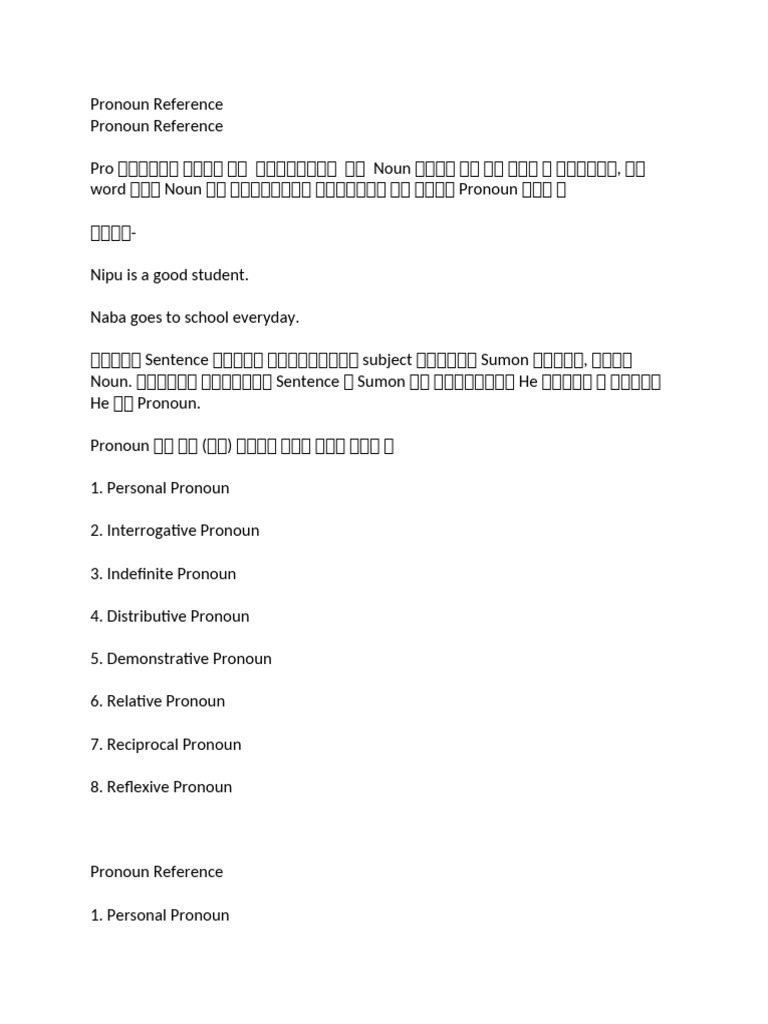 Pronoun Reference | PDF