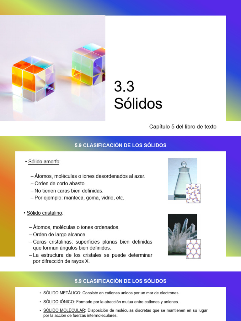 Clasificación de Sólidos Moleculares | PDF | Moléculas | Sólido