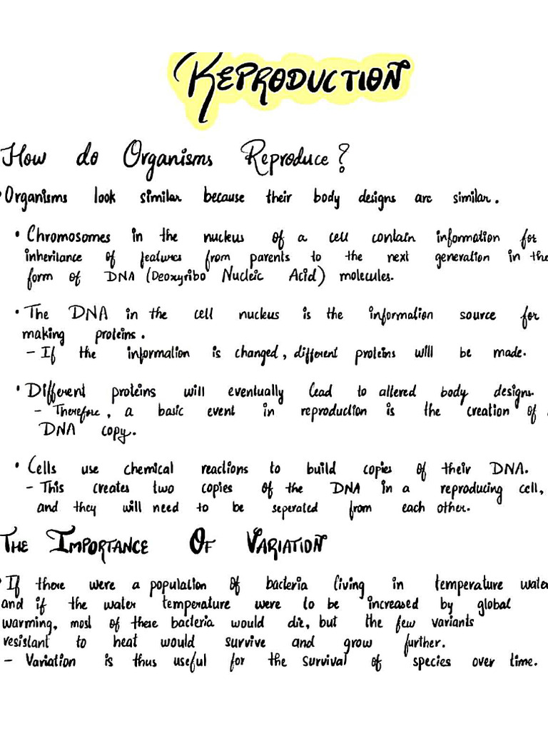 Chapter How Do Organisms Reproduce Notes | PDF