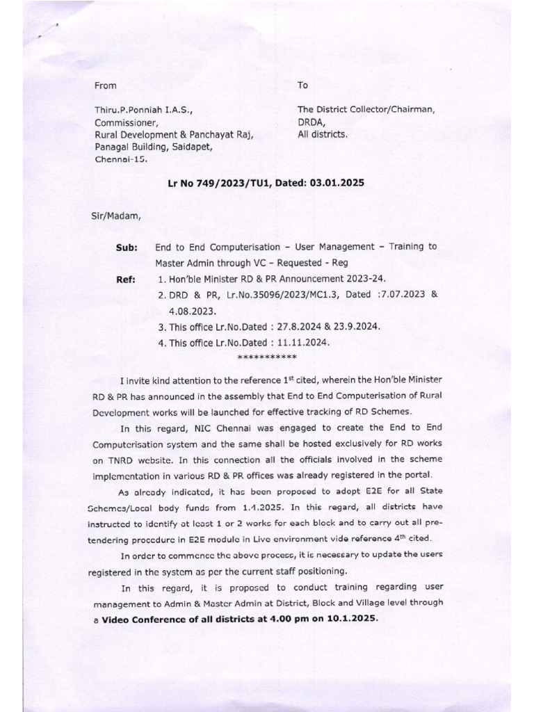 End to End - User Managament - VC -Intimation letter to districts - 3.1 ...