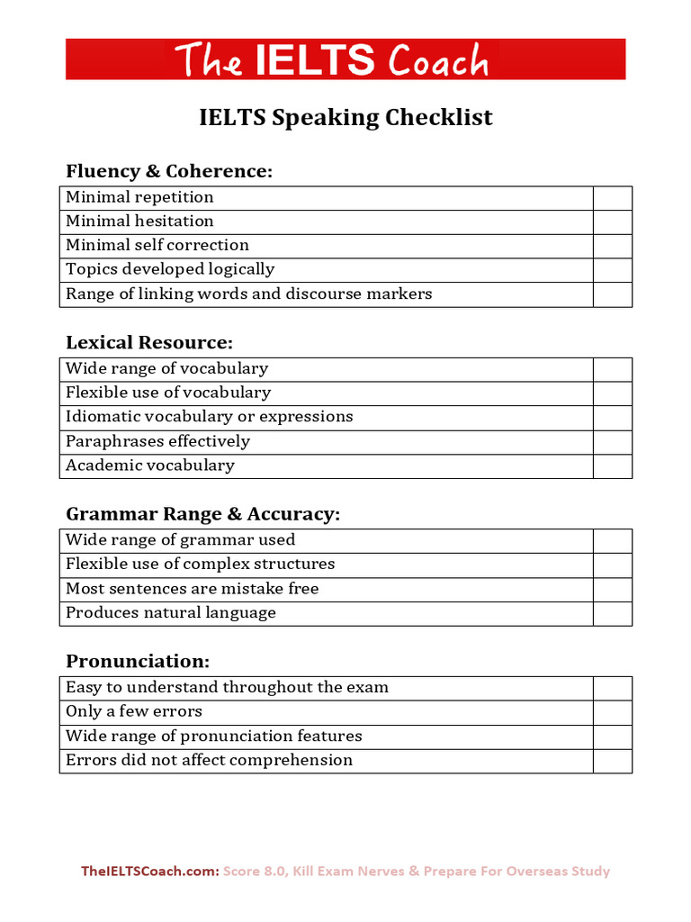IELTS-Speaking-Checklist in Algeria Center | PDF | Vocabulary ...