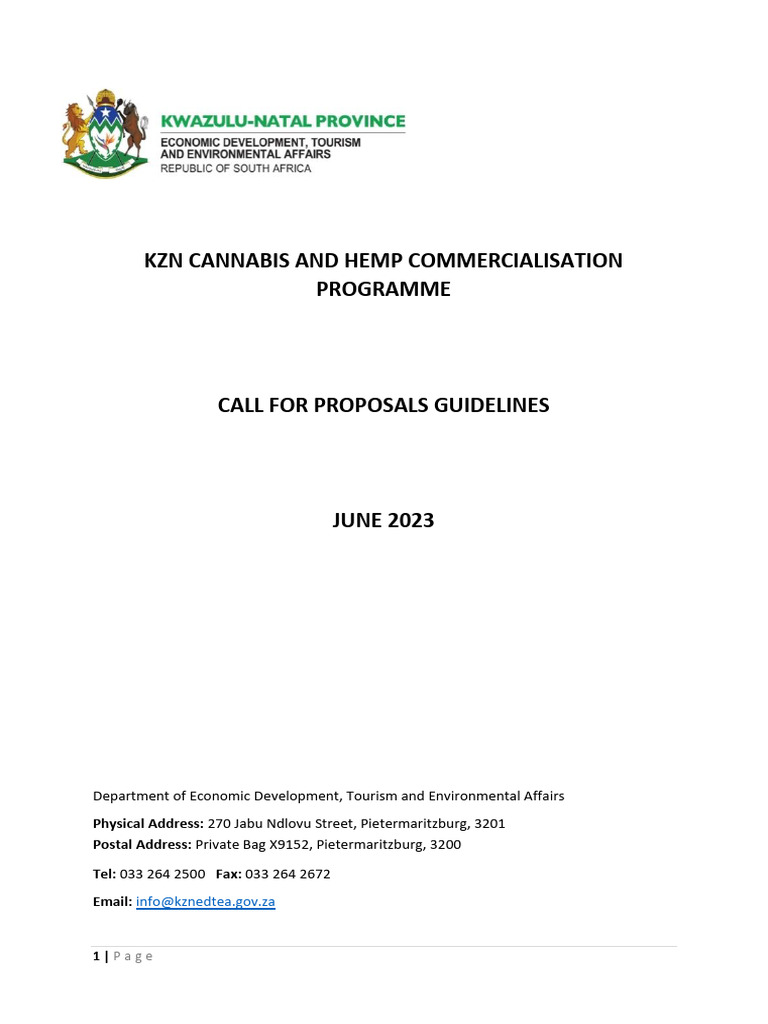 Revised Guidelines Call For Proposals Cannabis Commercialisation June ...