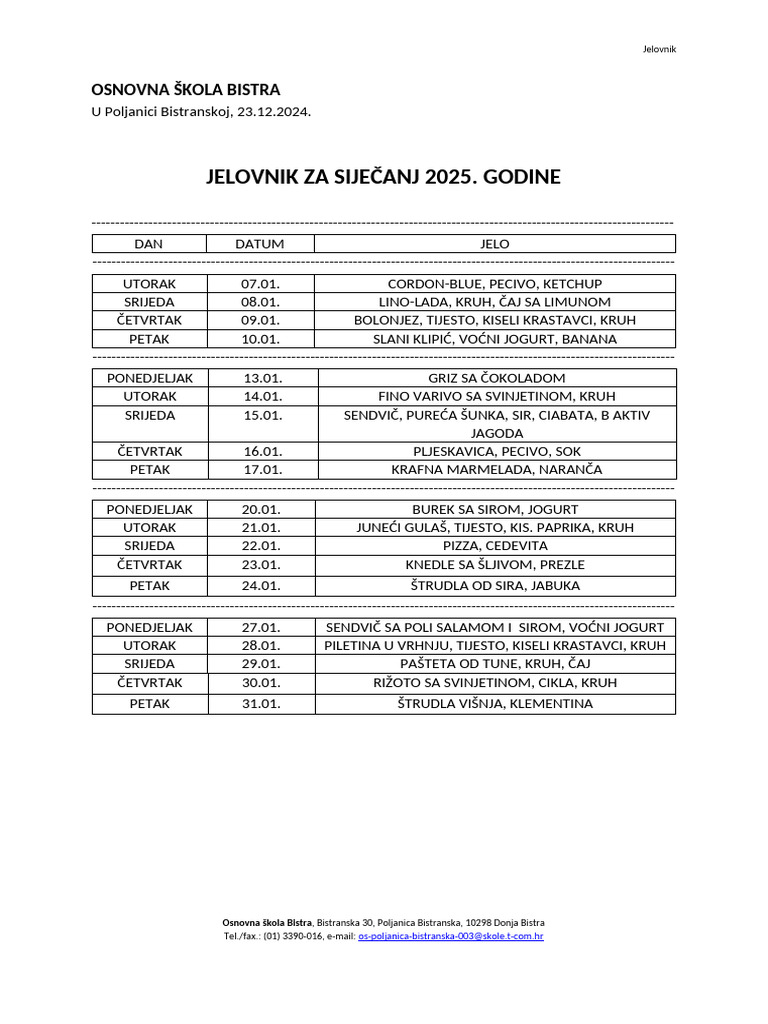 JELOVNIK_SIJECANJ_2025 | PDF