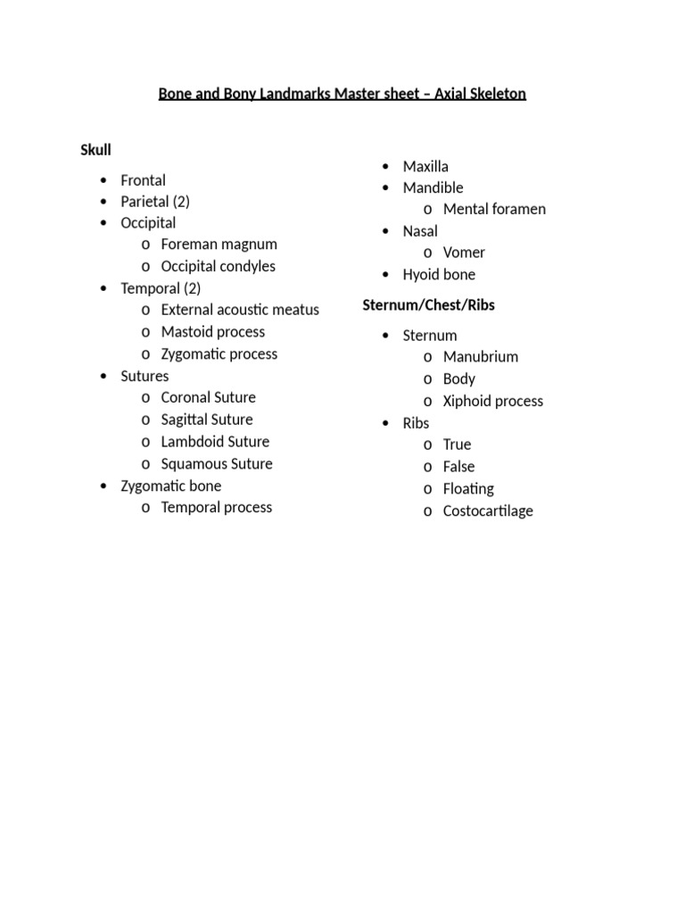 Anatomy Study Guide: Bones & Landmarks | PDF | Human Anatomy | Limbs ...
