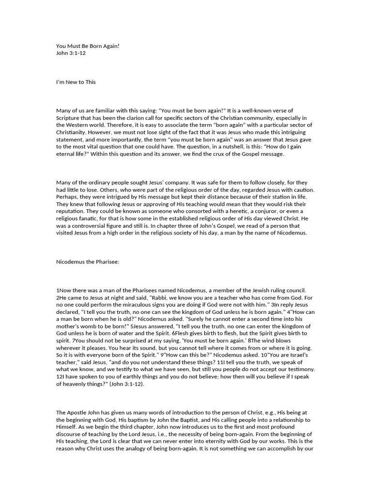 You Must Be Born Again | PDF | Jesus | Born Again