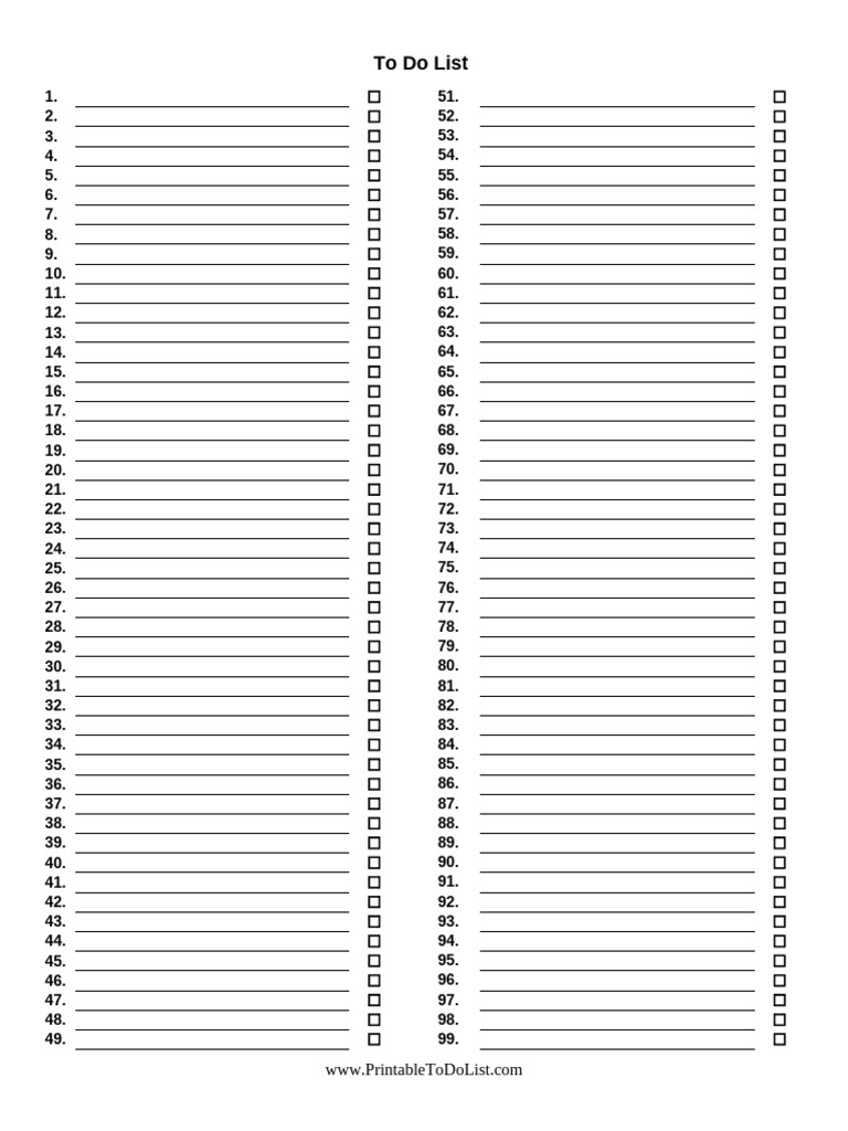 Numbered_Checklist_100 | PDF