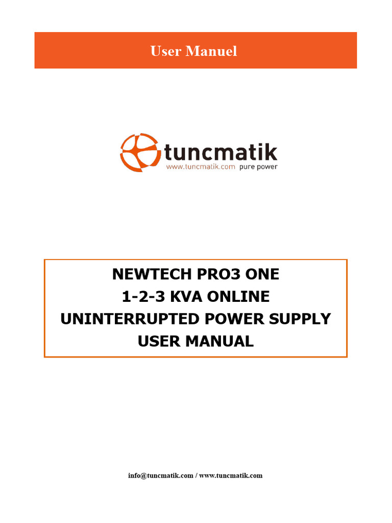 Tuncmatik Newtech PRO3 ONE 1-3kVA User Manual-1 | PDF | Battery Charger | Mains Electricity