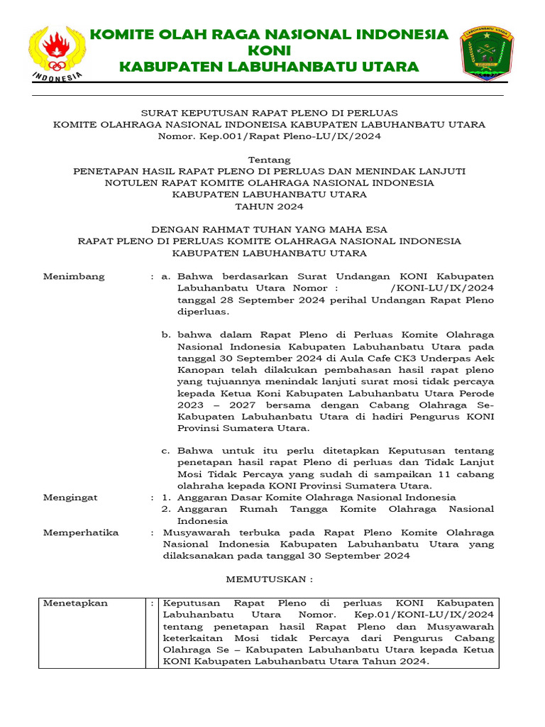 SURAT KEPUTUSAN HASIL RAPAT | PDF