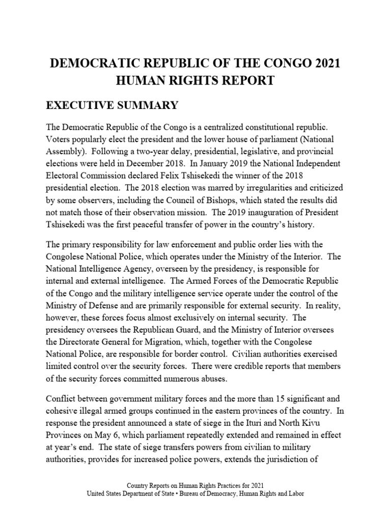 313615_CONGO-DEM-REP-2021-HUMAN-RIGHTS-REPORT | PDF | Detention ...