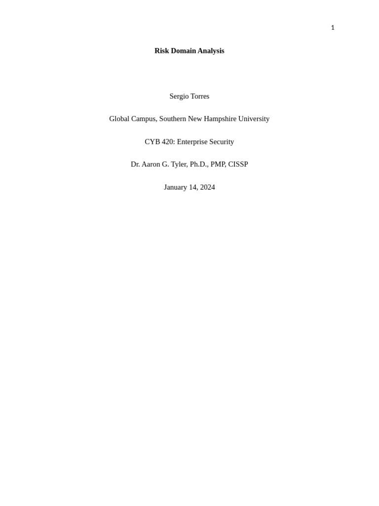 CYB 420 Project One: Risk Analysis | PDF | Computer Security | Security