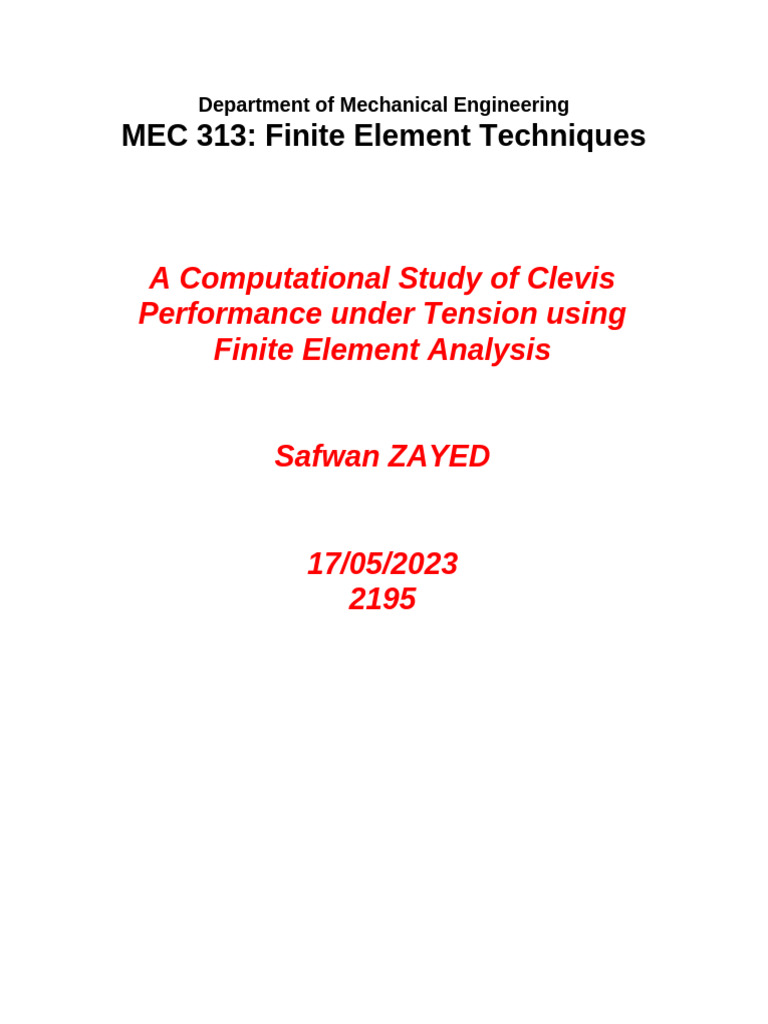 FEA Report | PDF | Finite Element Method | Strength Of Materials