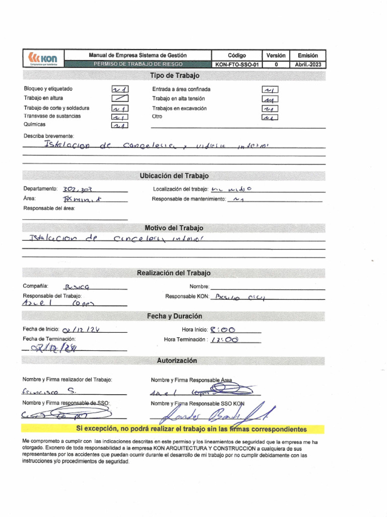Permisos de Trabajo Semana 51 | PDF