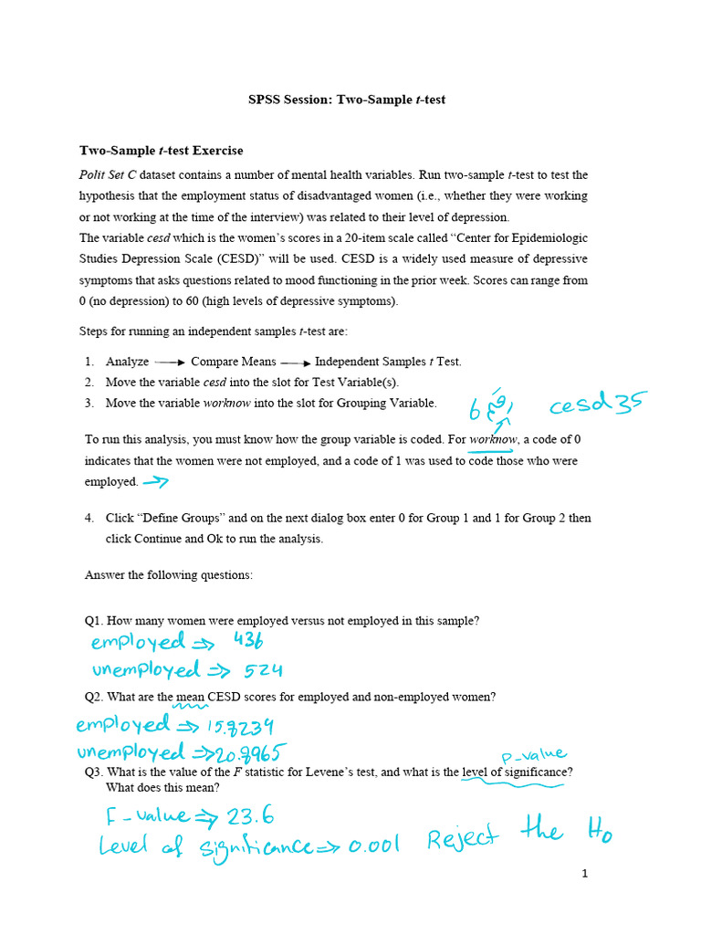 SPSS Guide: Two-Sample t-Test | PDF