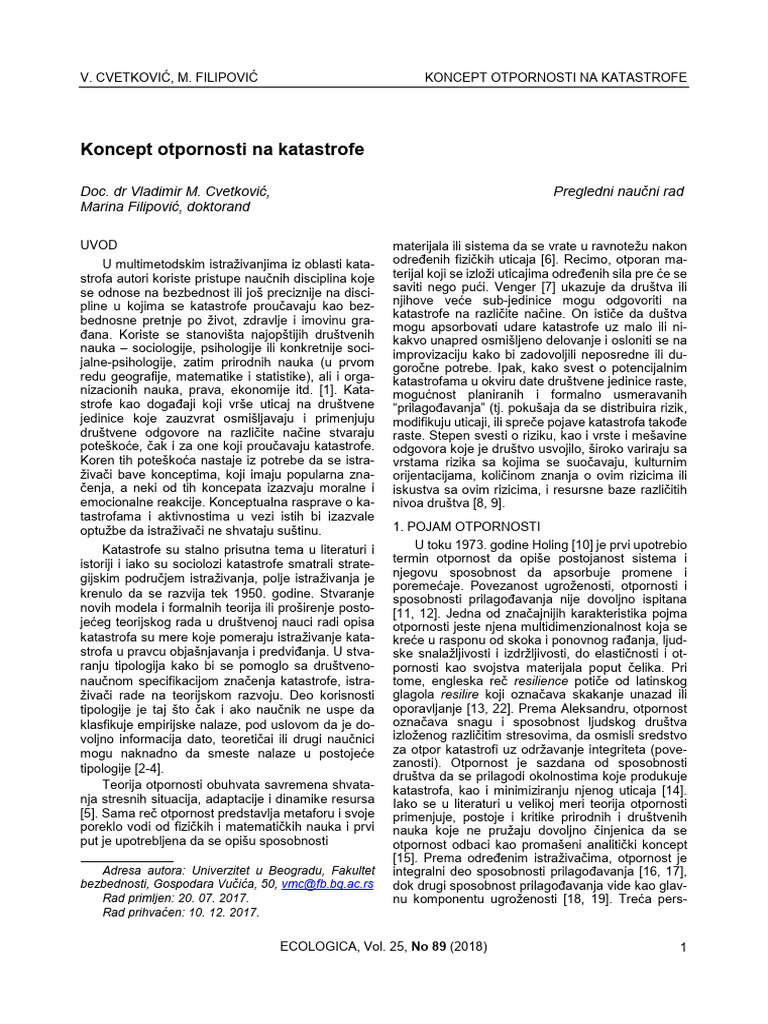 Koncept Otpornosti Na Katastrofe | PDF