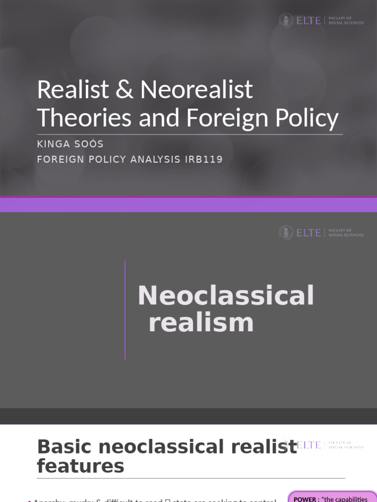 Realist & Neorealist Theories of Foreign Policy | PDF | Perception ...