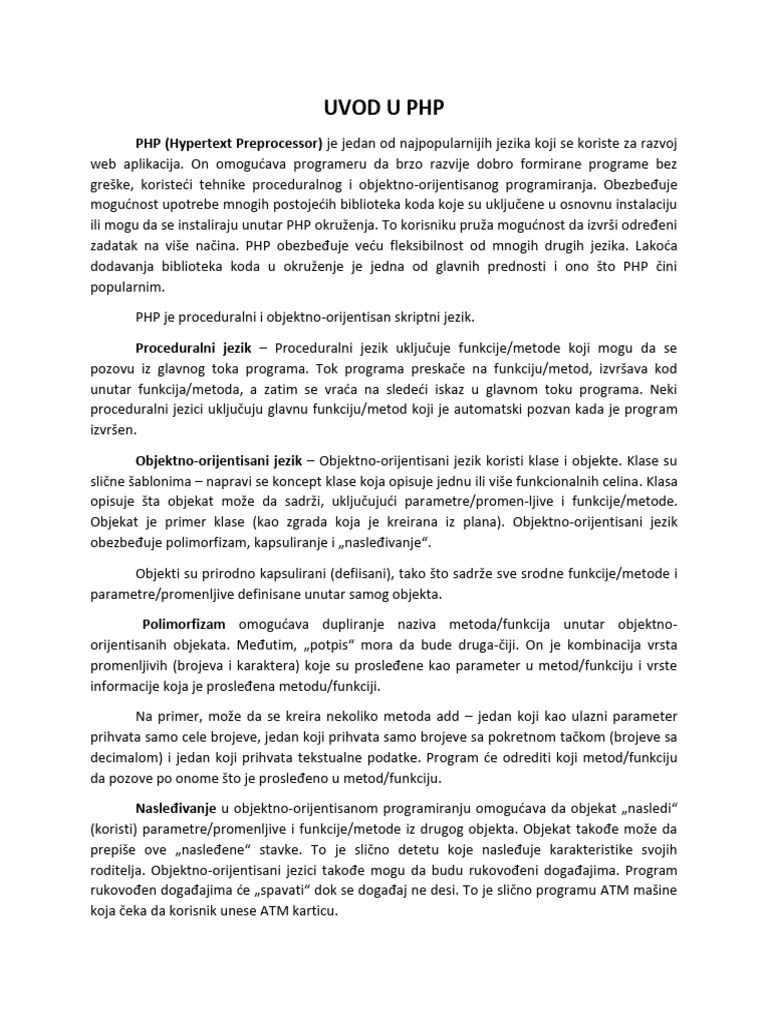Uvod U PHP | PDF