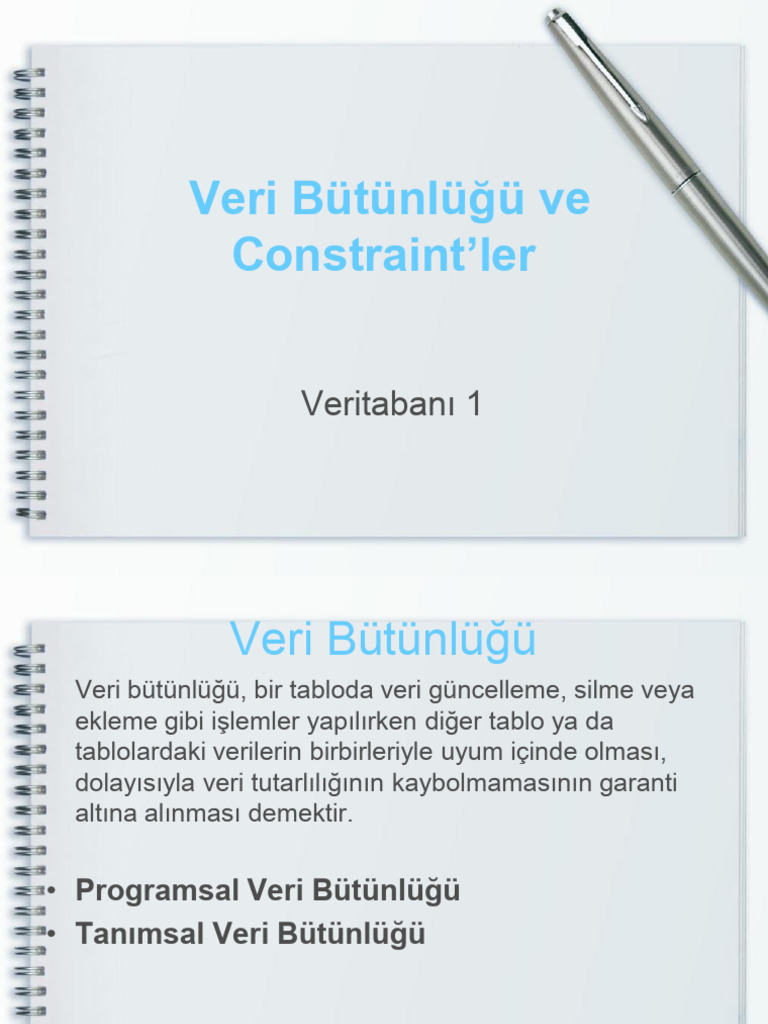 Hafta - 3 - 2 Veri Bütünlüğü Ve Constraint'Ler | PDF