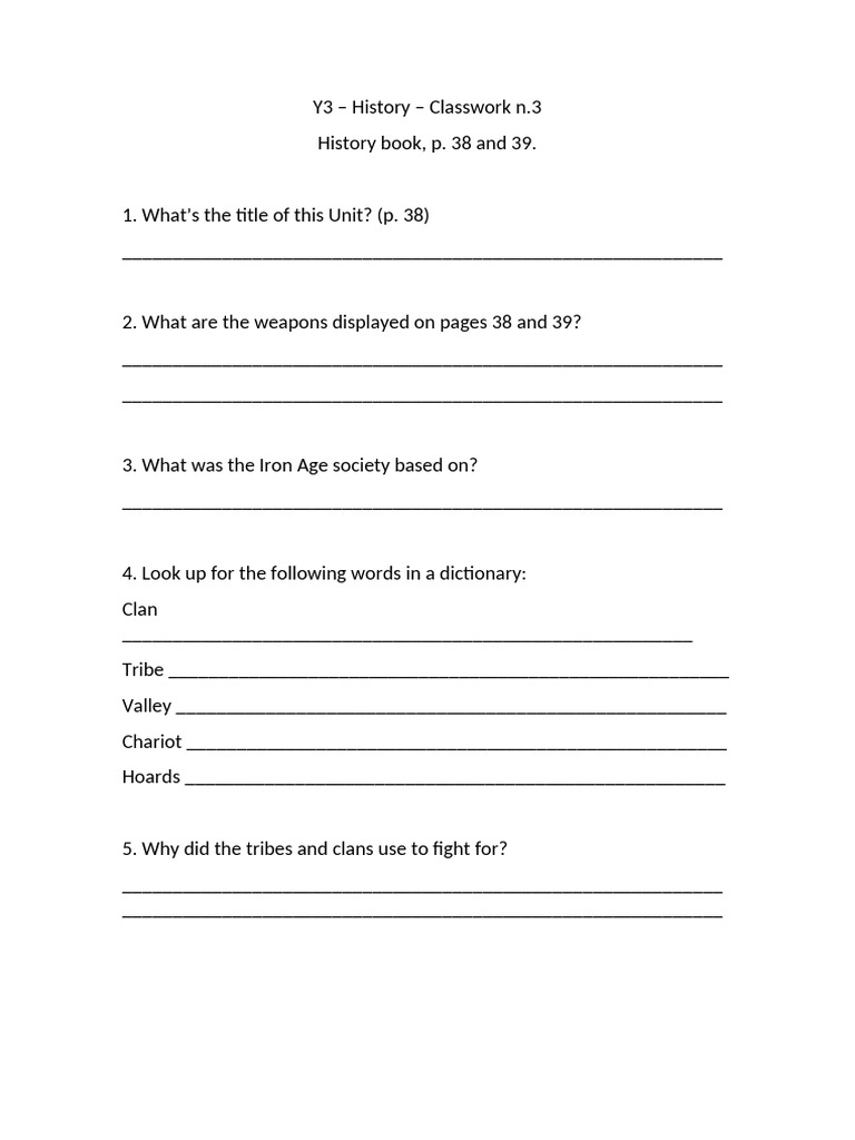 History - Classwork n.4 - Y3 | PDF