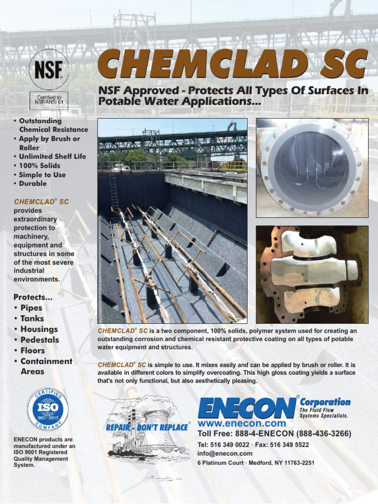 Chemclad SC NSF | PDF | Concrete | Industrial Processes
