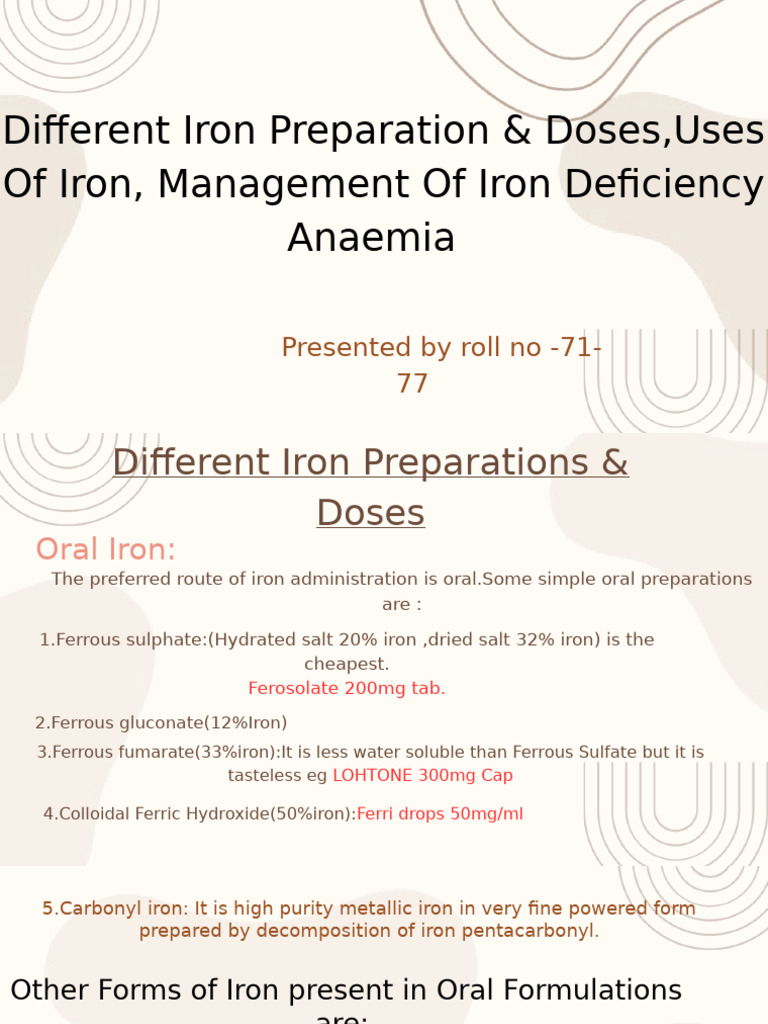 Iron Preparations and Dosage Guide | PDF | Anemia | Clinical Medicine