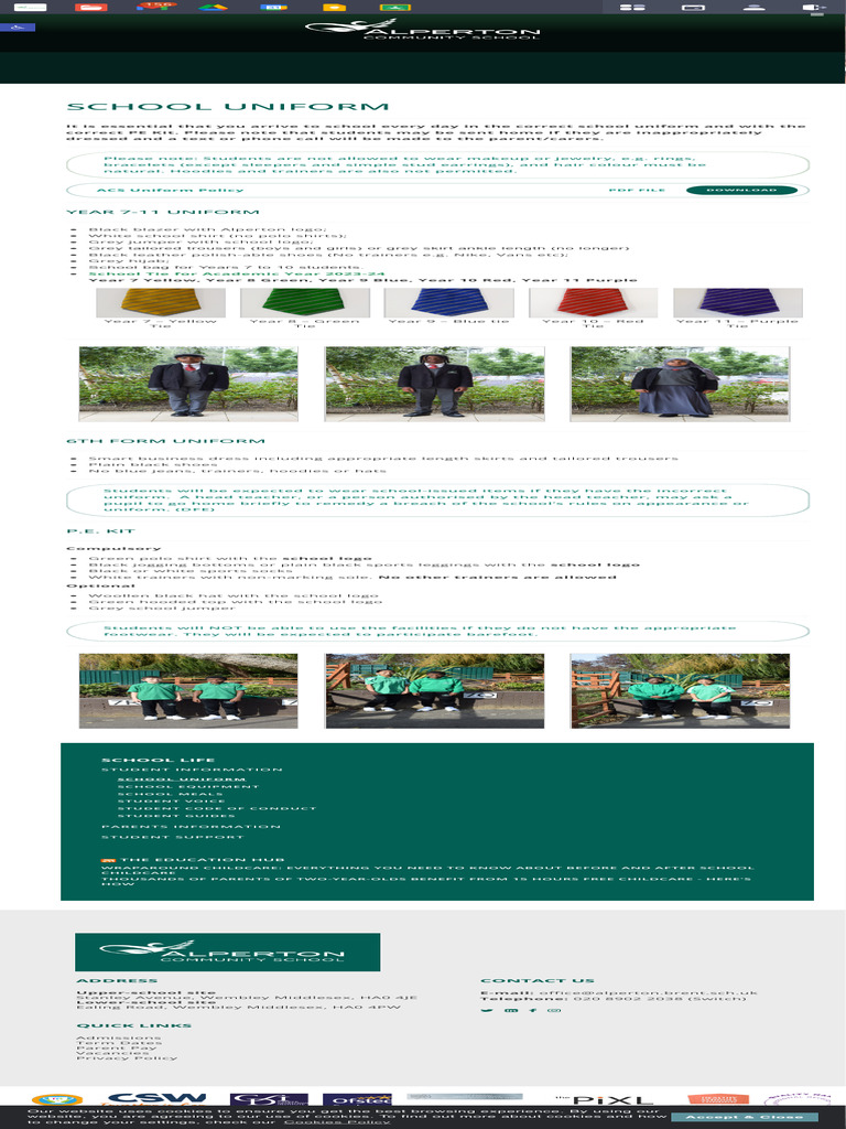 Alperton Community School Uniform Guide | PDF | Uniforms | Dress Codes