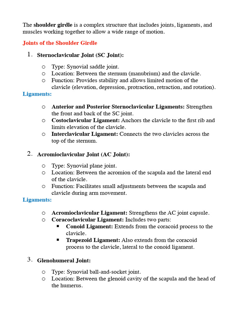Shoulder and Limb Ligaments Overview | PDF | Anatomical Terms Of Motion ...
