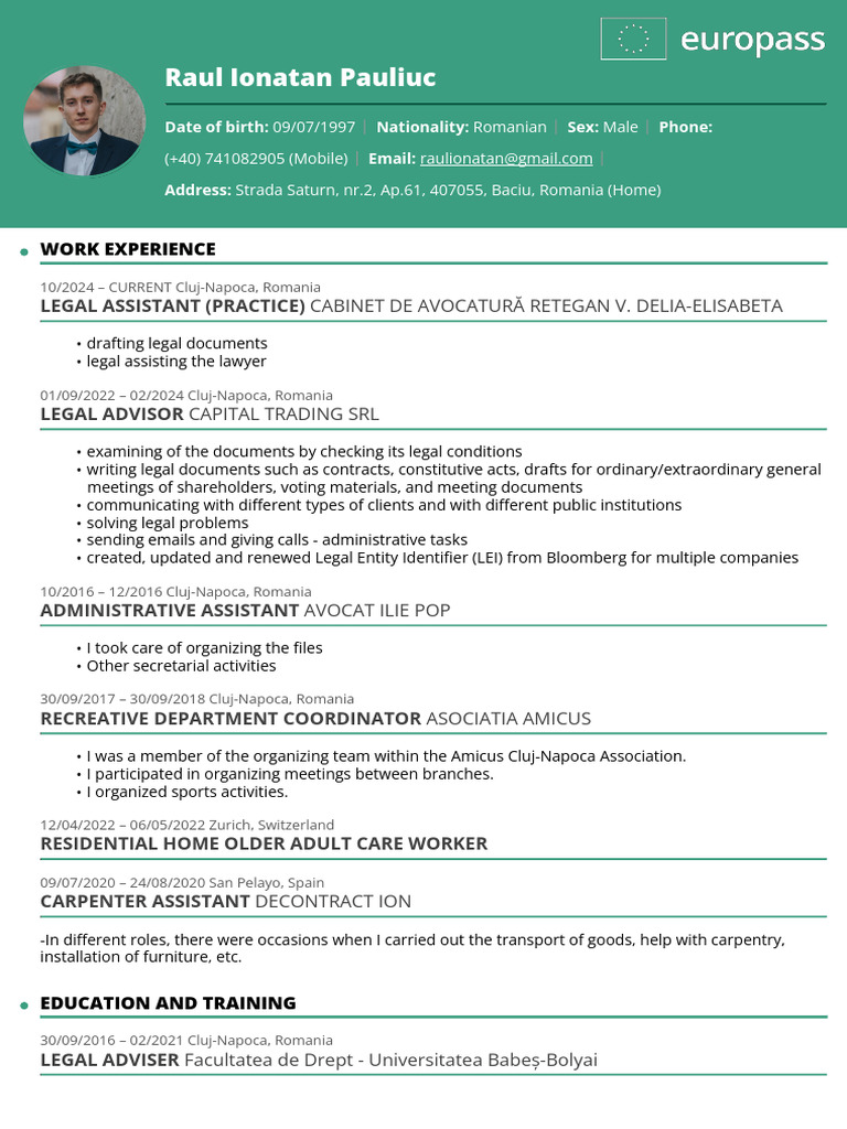 CV - 3.12.2024 - PAULIUC RAUL | PDF