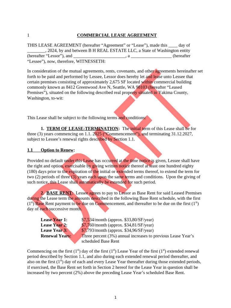 Lease Template - Greenwood | PDF | Lease | Indemnity
