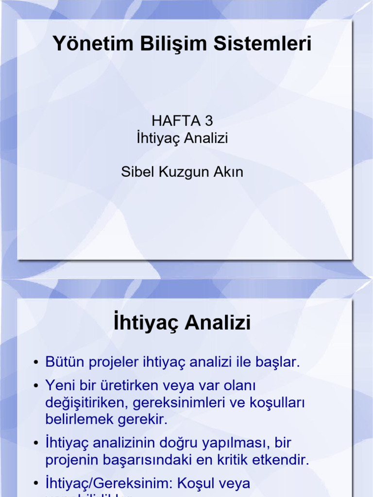 Hafta3 Ihtiyac Analizi | PDF