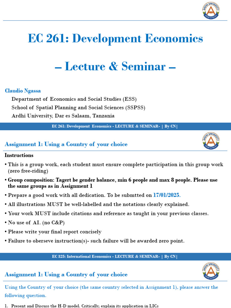 8a Lecture EC261 Development Economics | PDF | Macroeconomics | Economies