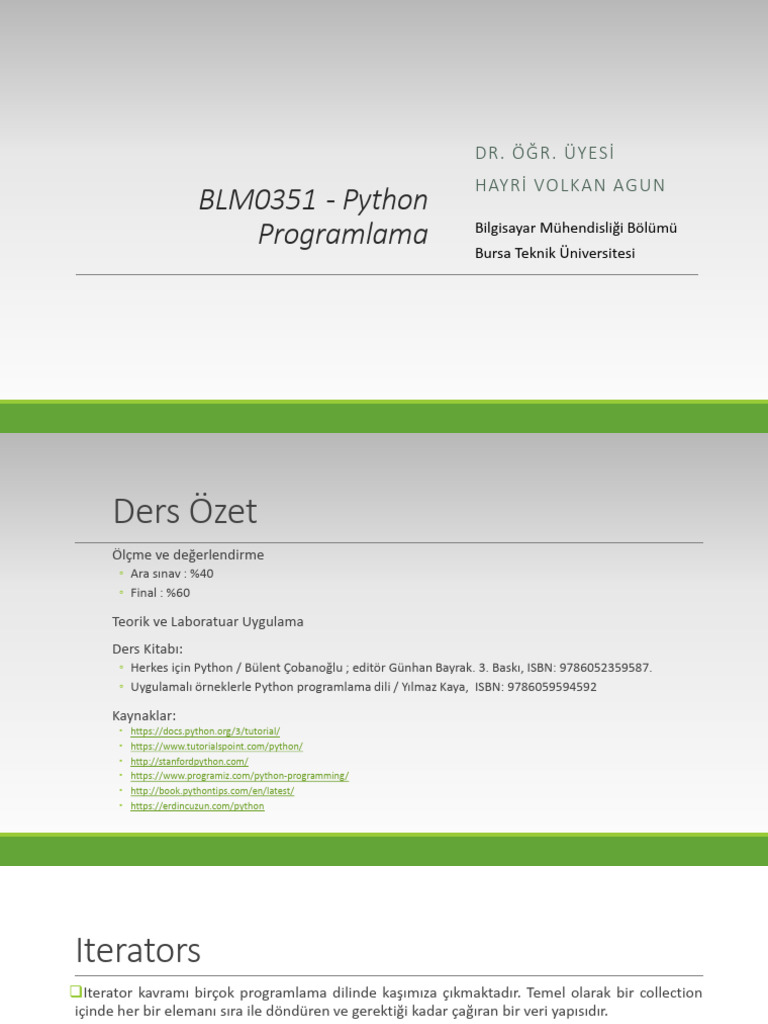 BLM0351 - Python Programlama - Hafta 11 | PDF