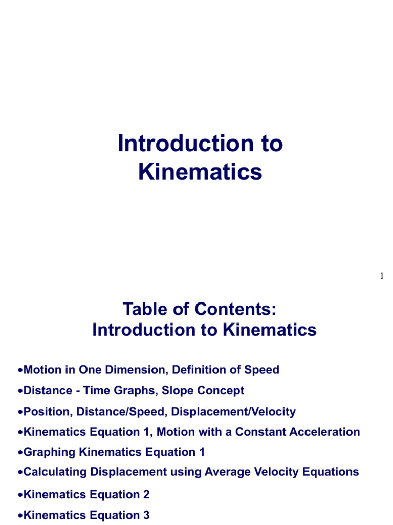 Notes 1.1 1D Kinematics - Student | PDF | Velocity | Kinematics