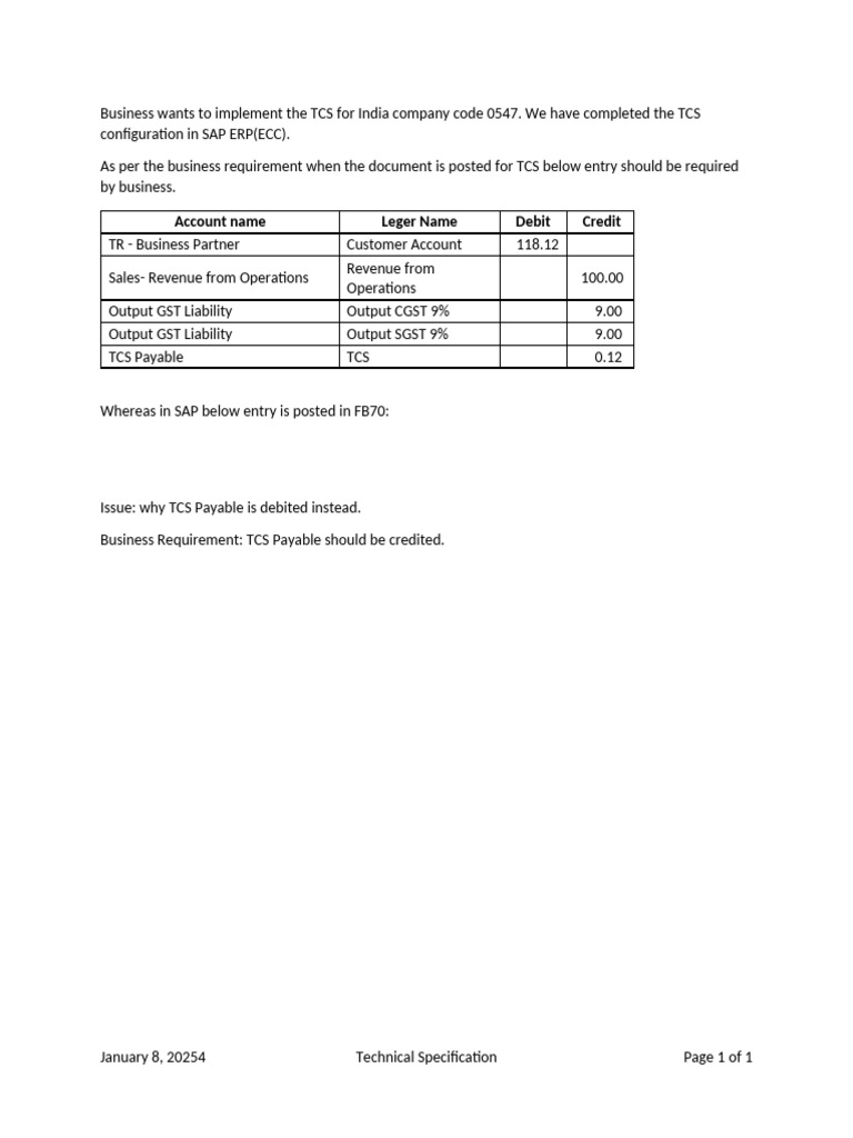 TCS Issue Doocument | PDF