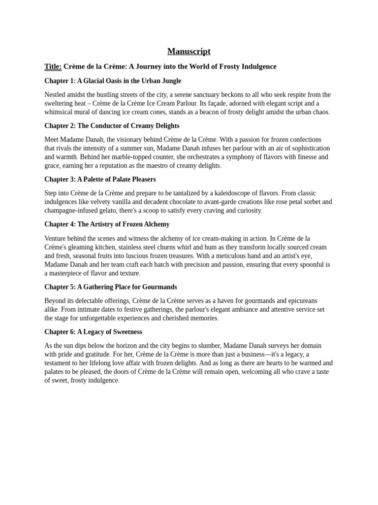 Manuscript | PDF | Desserts | Dairy Products