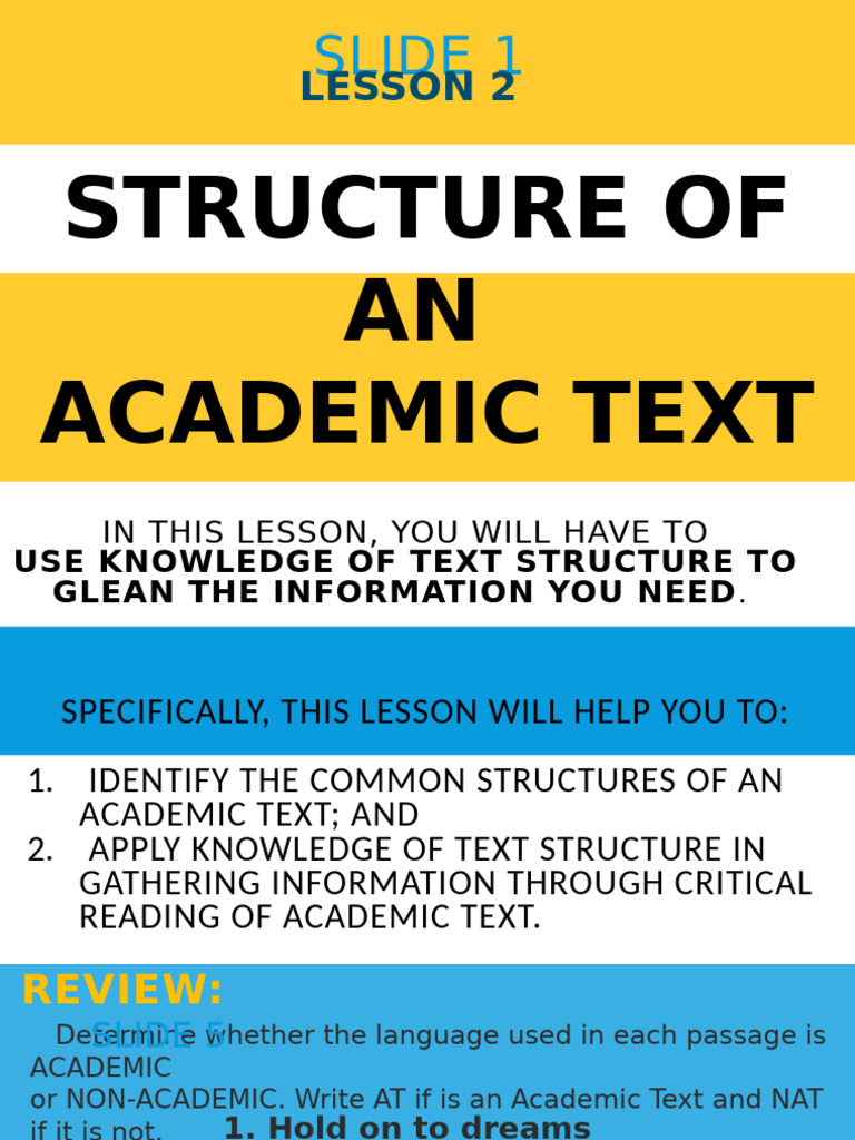 Lesson 2 Structure of An Academic Text | PDF | Argument | Essays