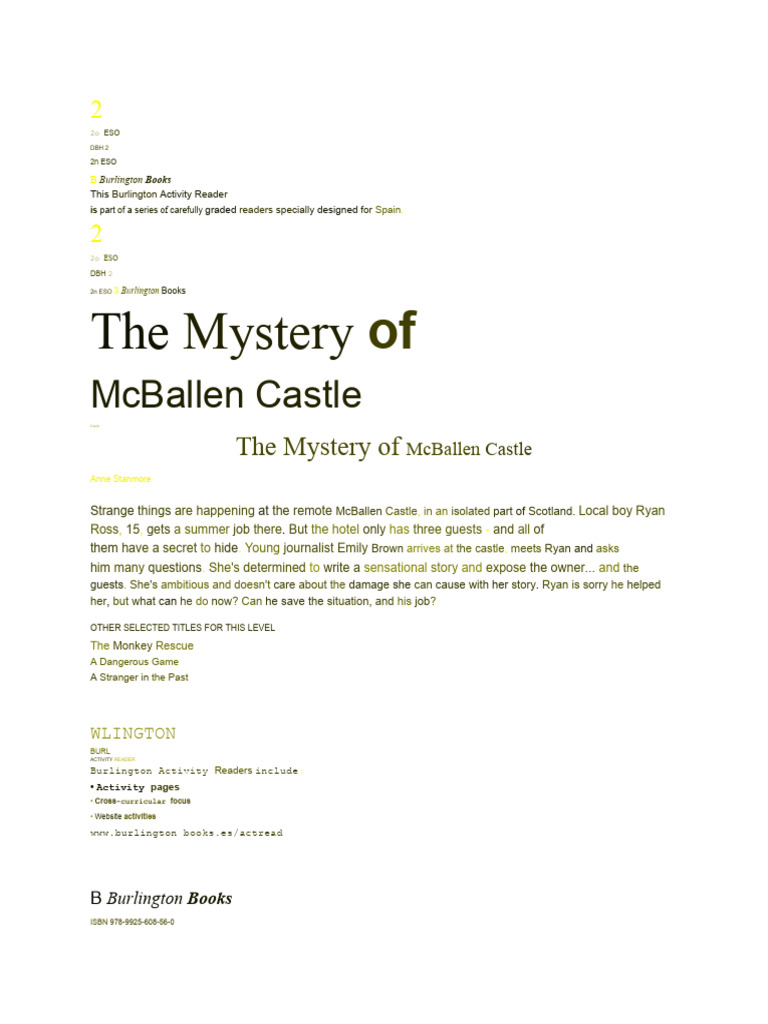 The Mystery of McBallen Castle Chapters 1-2 | PDF