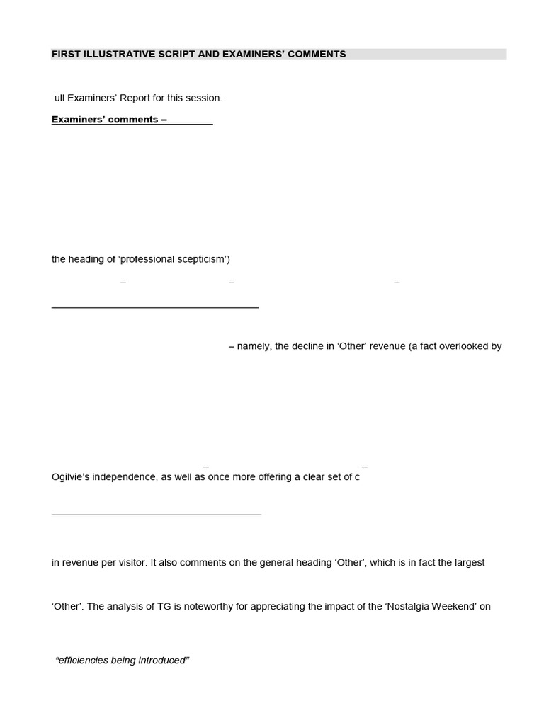 Case Study July 2013 Illustrative Script 1 | PDF | Profit (Economics ...